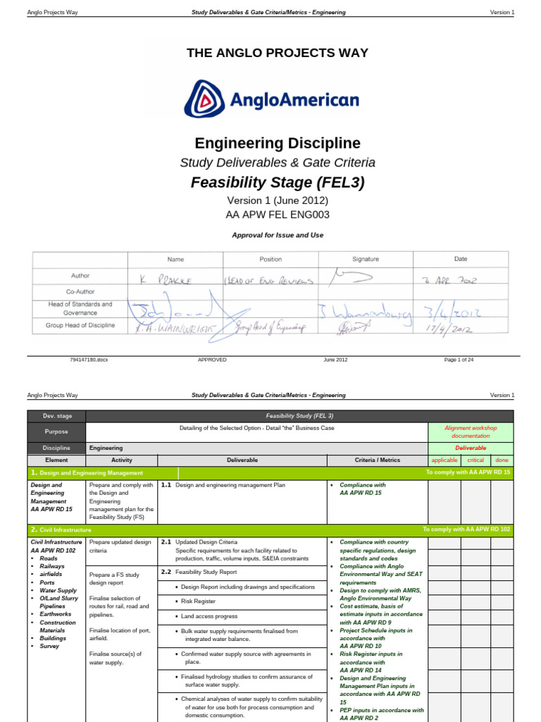 AA APW FEL ENG003 Feasibility Study Requirements and Criteria ...