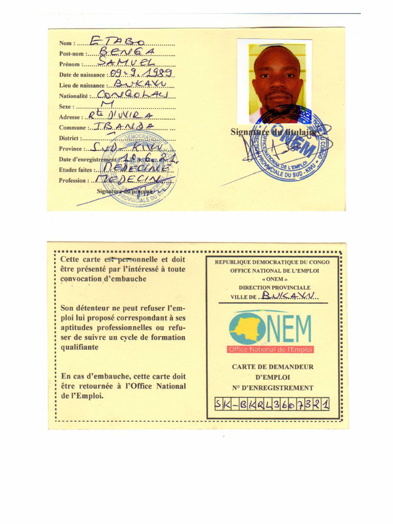 Carte ONEM | PDF