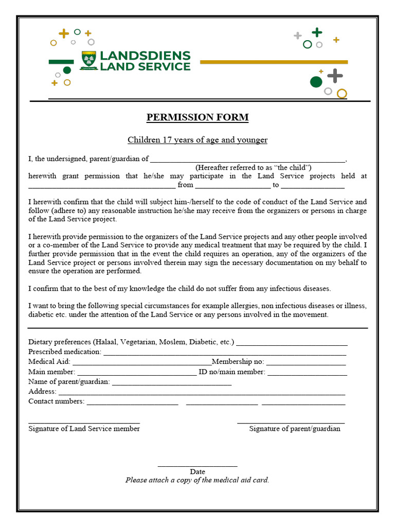 Landsdiens Toestemmingsbrief - 2023 | PDF