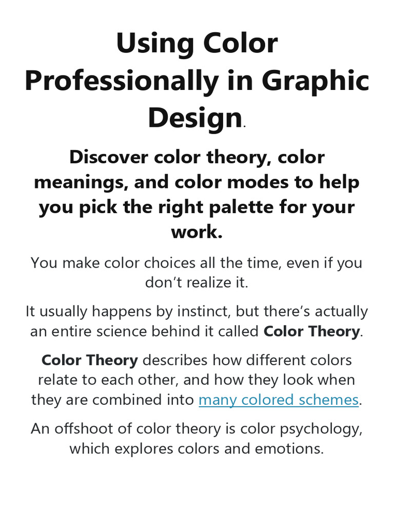 Using Colour Professionally in Graphic Design | PDF