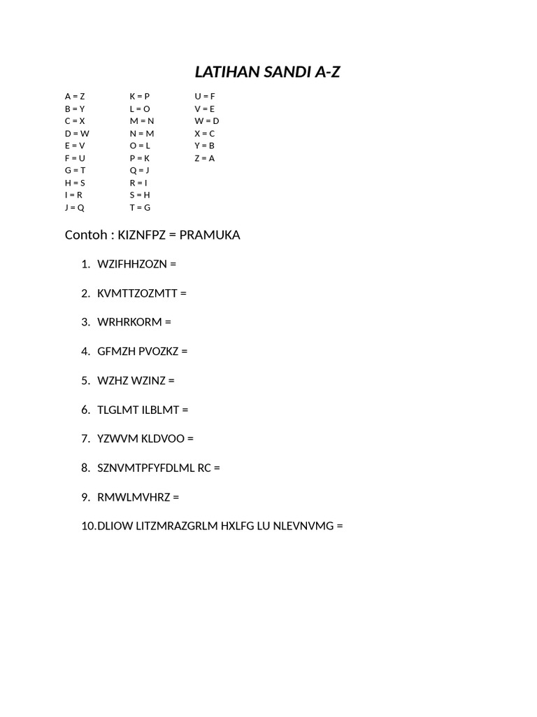 Latihan Sandi Az | PDF