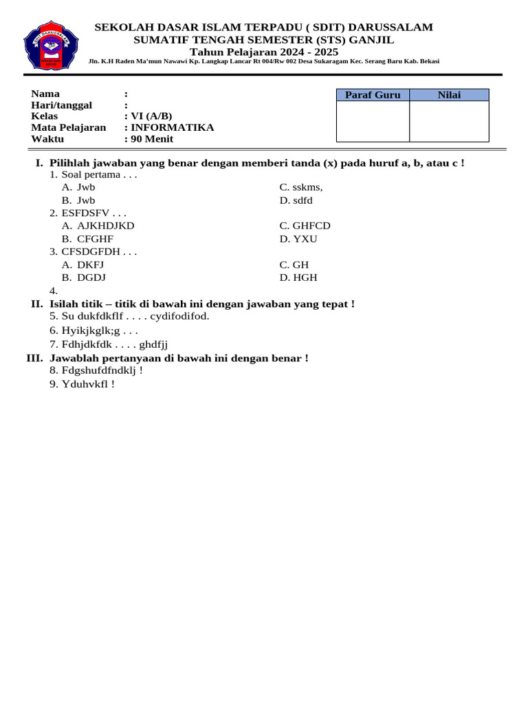 Korp Soal Mapel | PDF