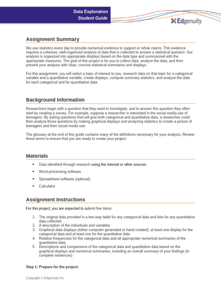 UC Student Guide_Project Unit 1 | PDF