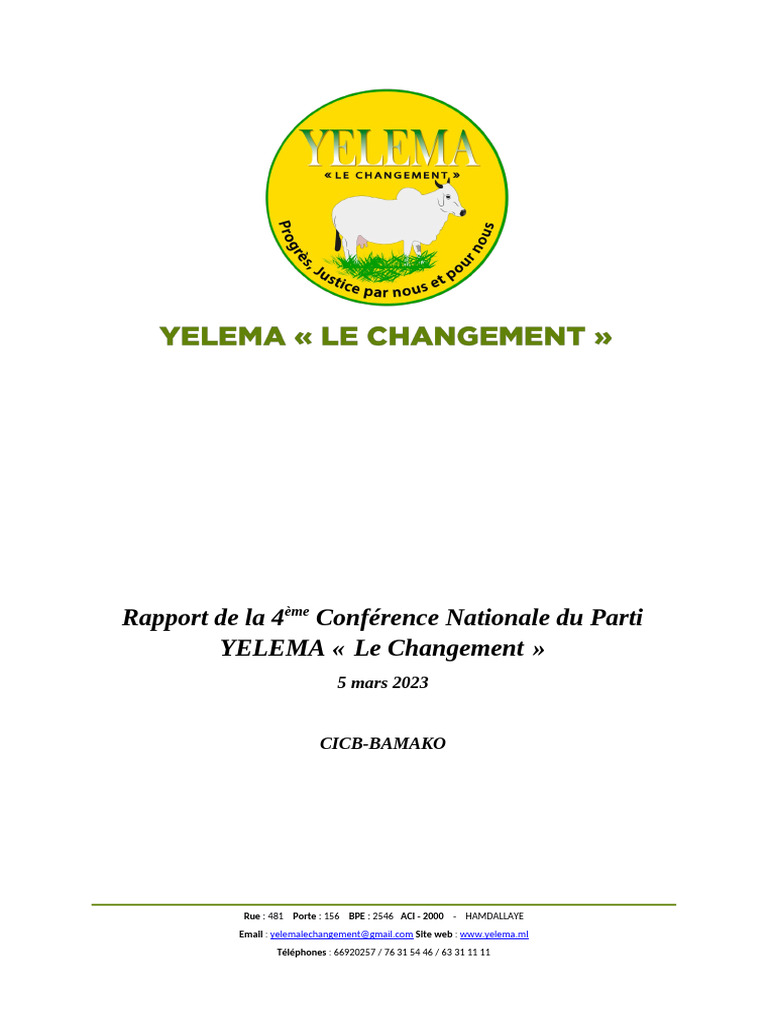 RAPPORT DE LA CONFERENCE NATIONALE-1 | PDF