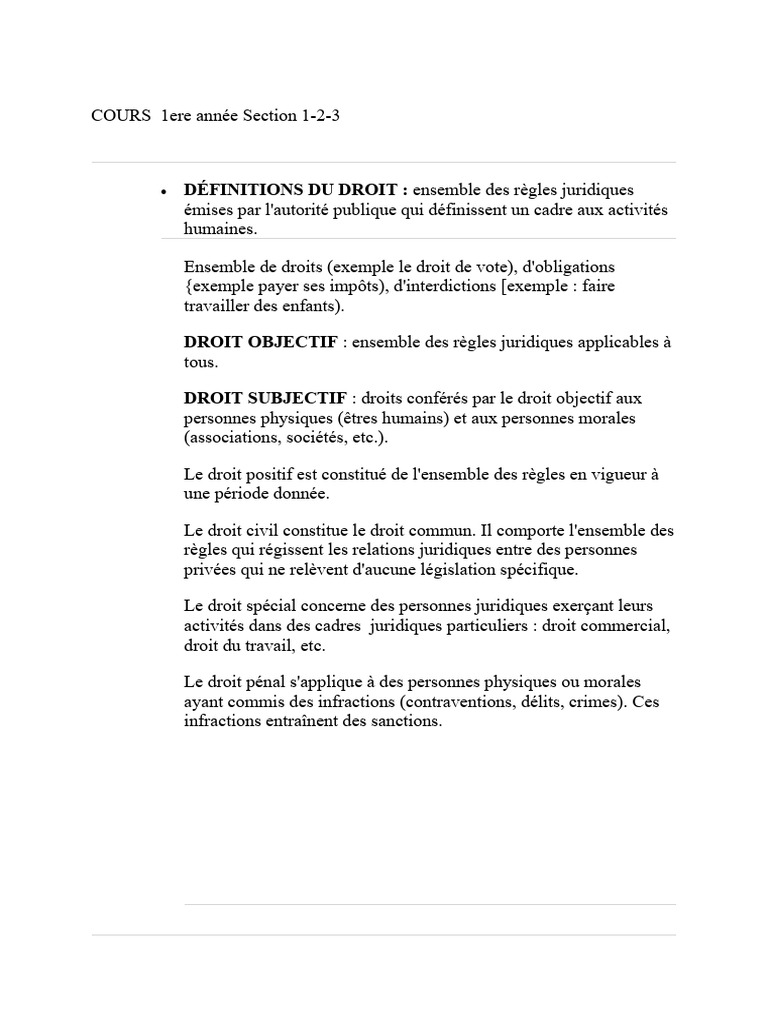 Cours 1ere Année Section 1 2 3 Pdf