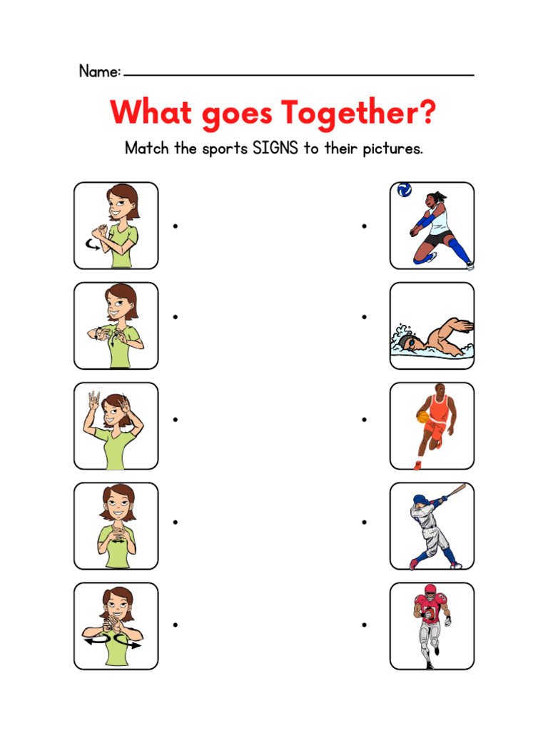 Match The Sports SIGNS To Their Pictures. | PDF
