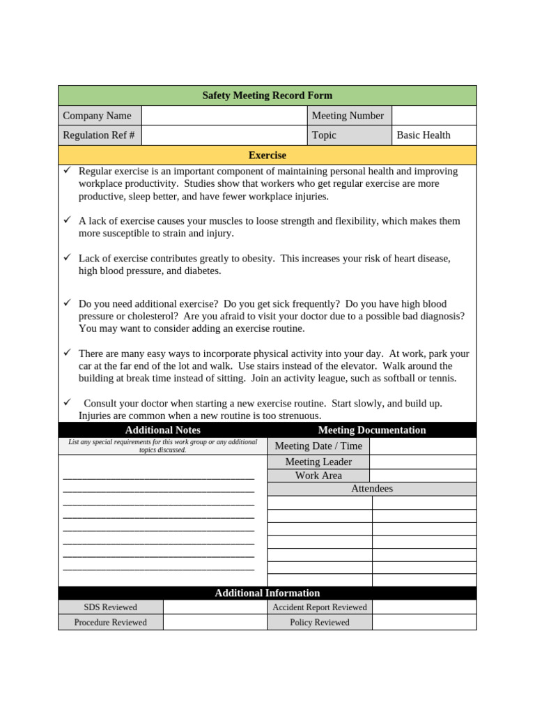 Basic Health - Exercise | PDF