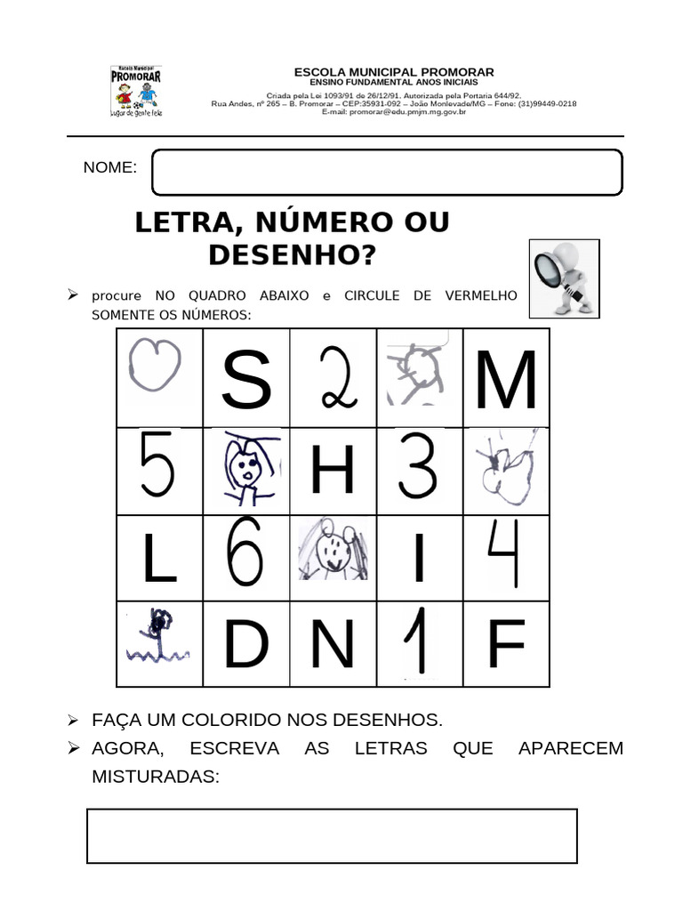 Matriz Letra Numero Desenho | PDF