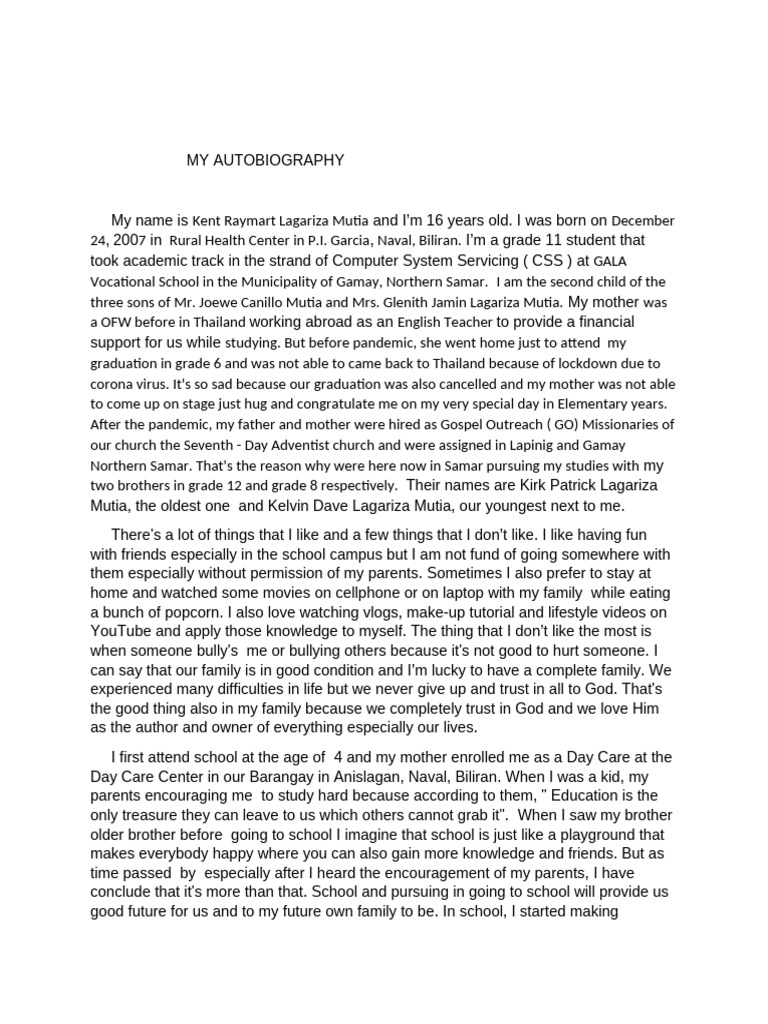 My Autobiography | PDF