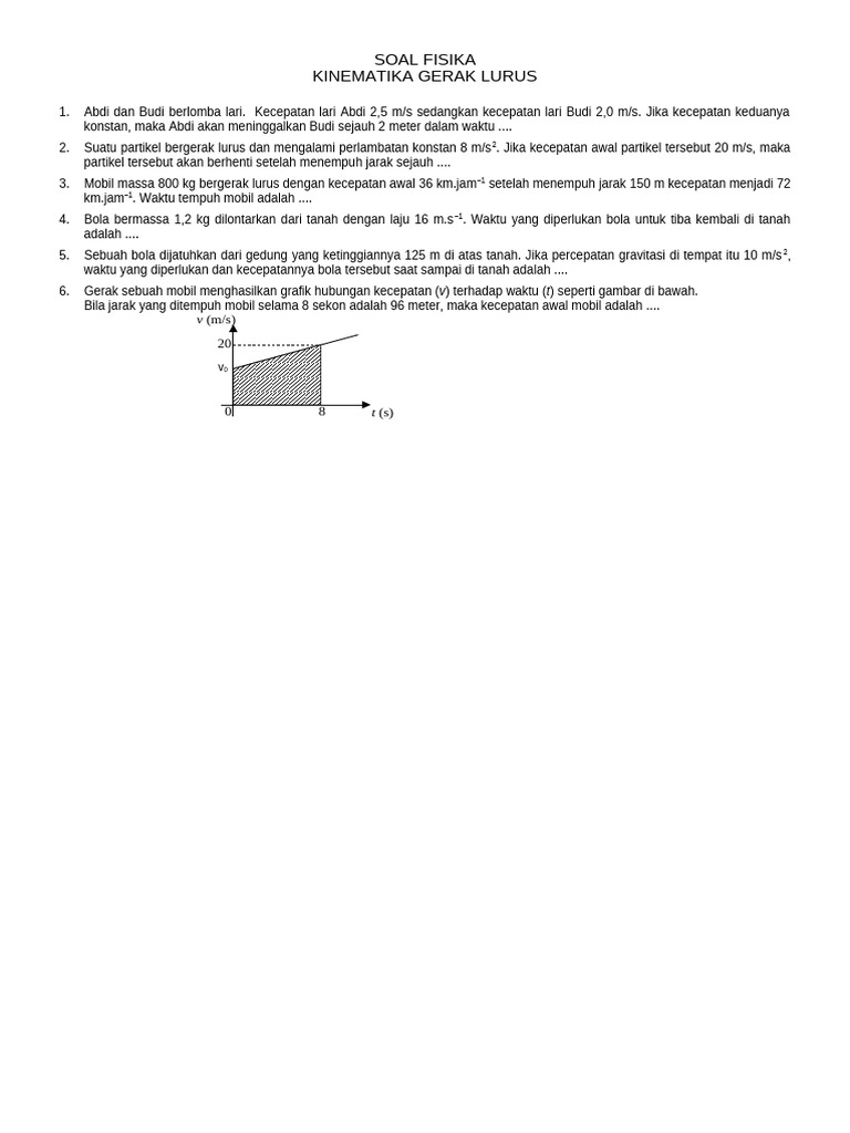 Soal Kinematika Gerak | PDF