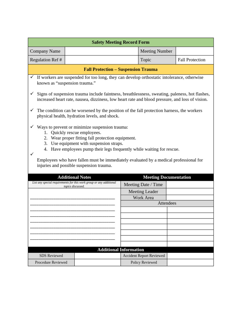 Fall Protection - Suspension Trauma | PDF