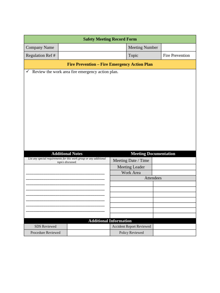 Fire Prevention - Fire Emergency Action Plan | PDF