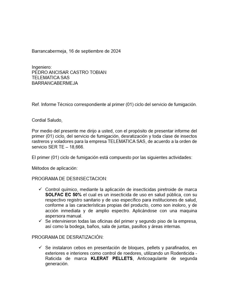 informe-de-fumigacion-telematica | PDF