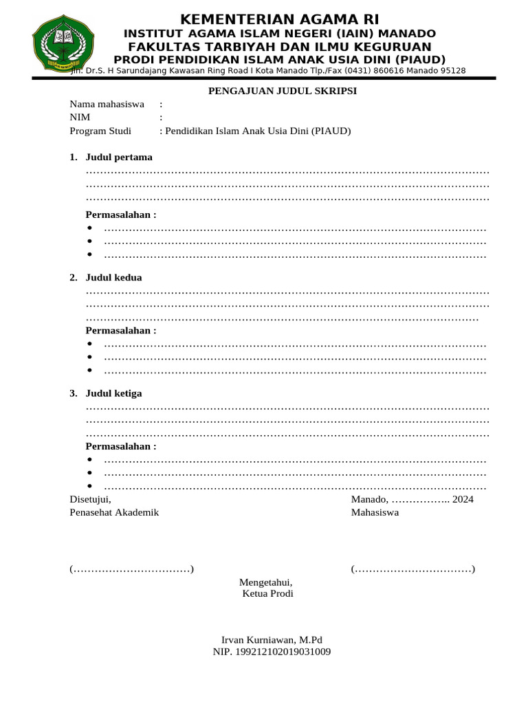 Pengajuan Judul Skripsi | PDF