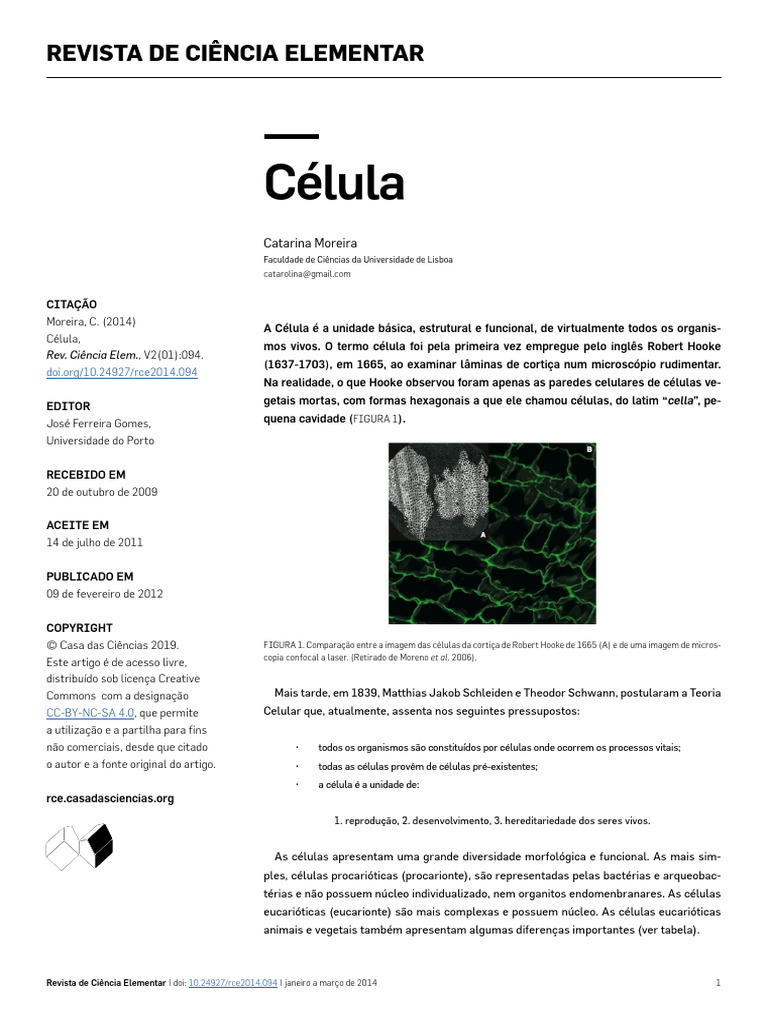 Célula: Revista de Ciência Elementar | PDF