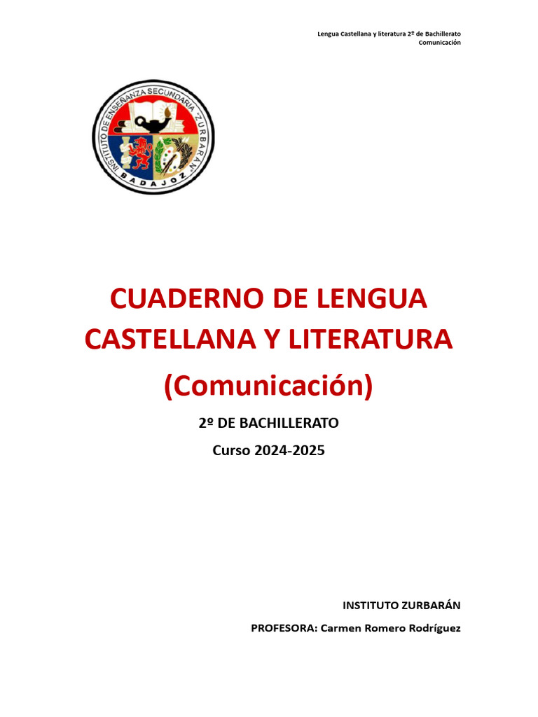 Cuaderno de Lengua Castellana y Literatura (Comunicaci-N) | PDF