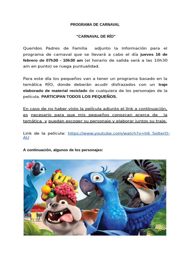 Programa de Carnaval | PDF