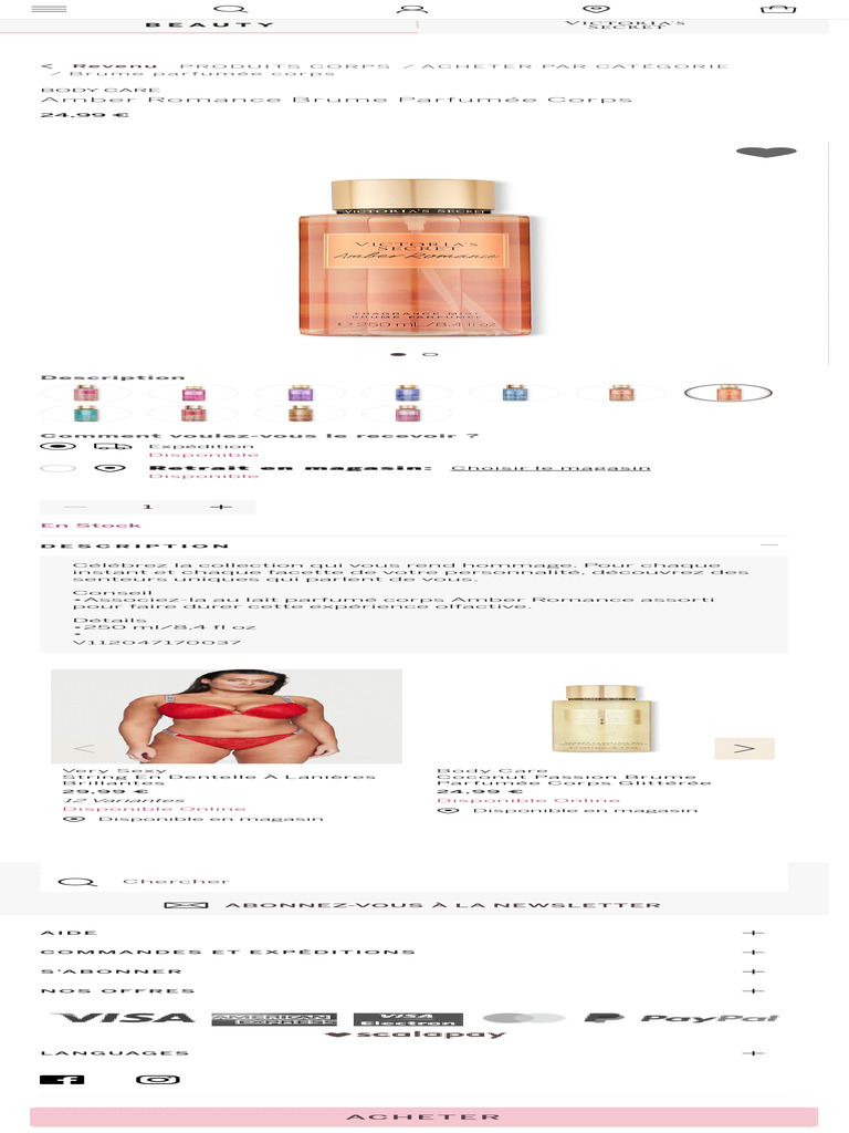 Amber Romance Brume Parfumée Corps Victoria's Secret France | PDF