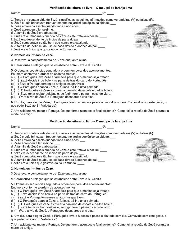 FICHA MEU PÉ DE LARANJA LIMA | PDF