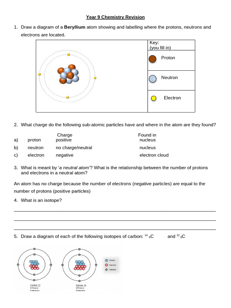 Year 9 Science W5 L4 Chemistry Mid-Topic Revision - ANSWERS | PDF