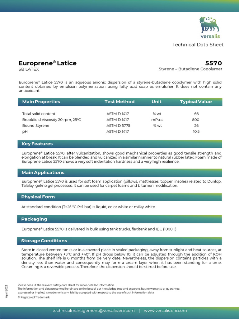 TDS Europrene Latice 5570 | PDF