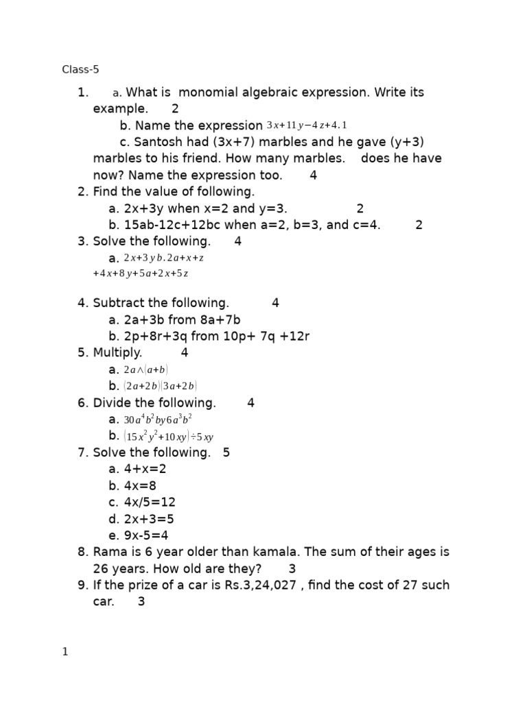 Class 5 Math | PDF