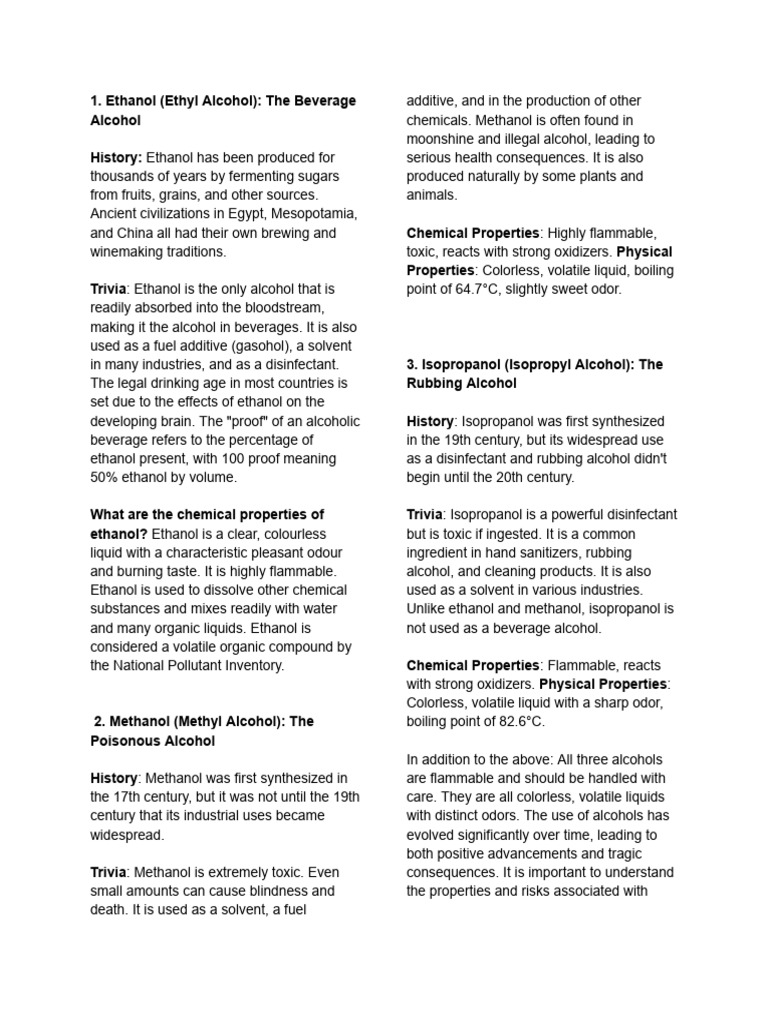 ALCOHOLS | PDF | Ethanol | Ester