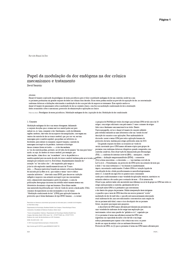 Papel Da Modulação Da Dor Endógena Na Dor Crônica Mecanismos e ...