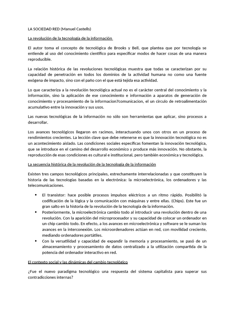 La Sociedad Red Manuel Castells | PDF