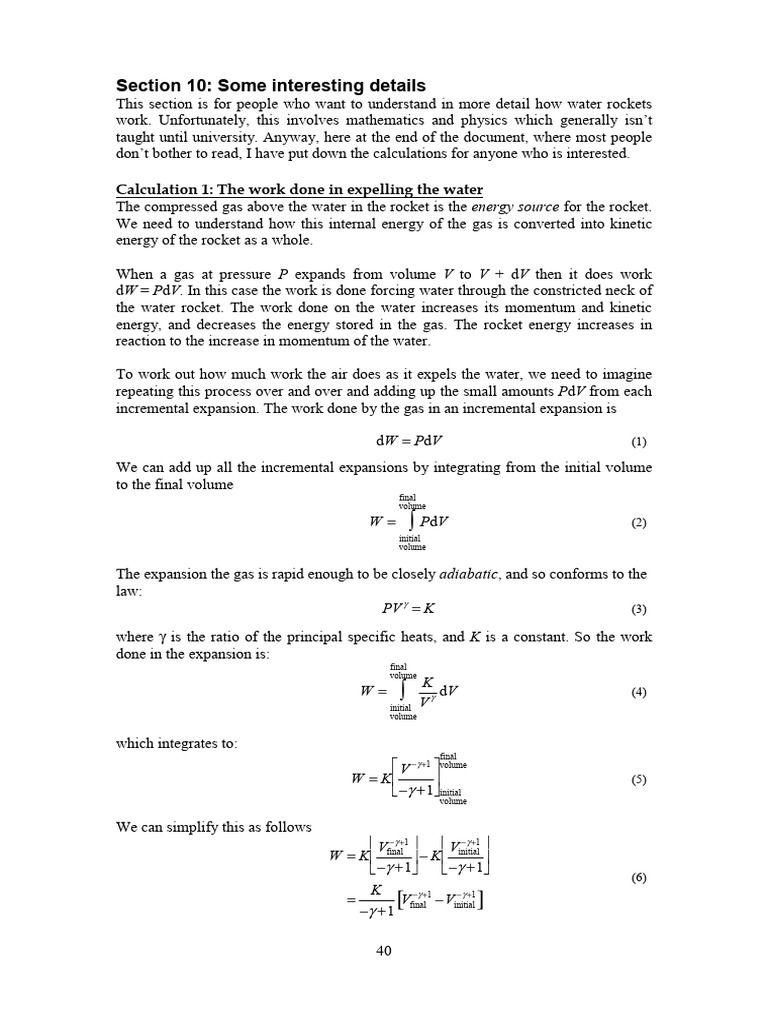 Water Rocket Booklet - Fórmulas | PDF