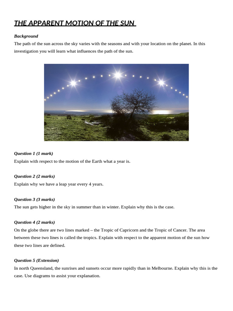 1 The Apparent Motion of The Sun | PDF