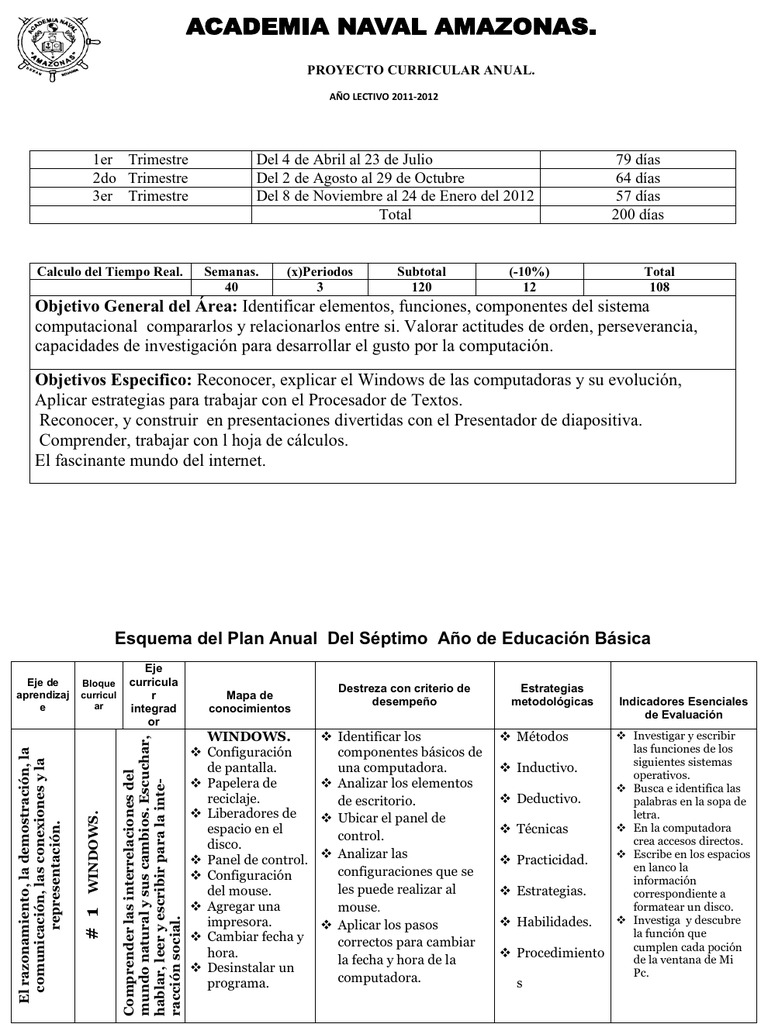 Computacion Plan Anual y Unidad 7mo | Microsoft Excel | Internet