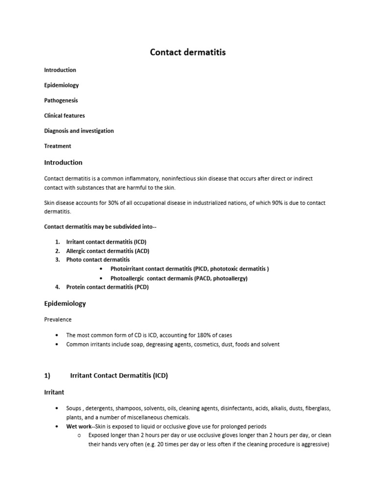 Contact Dermatitis | PDF