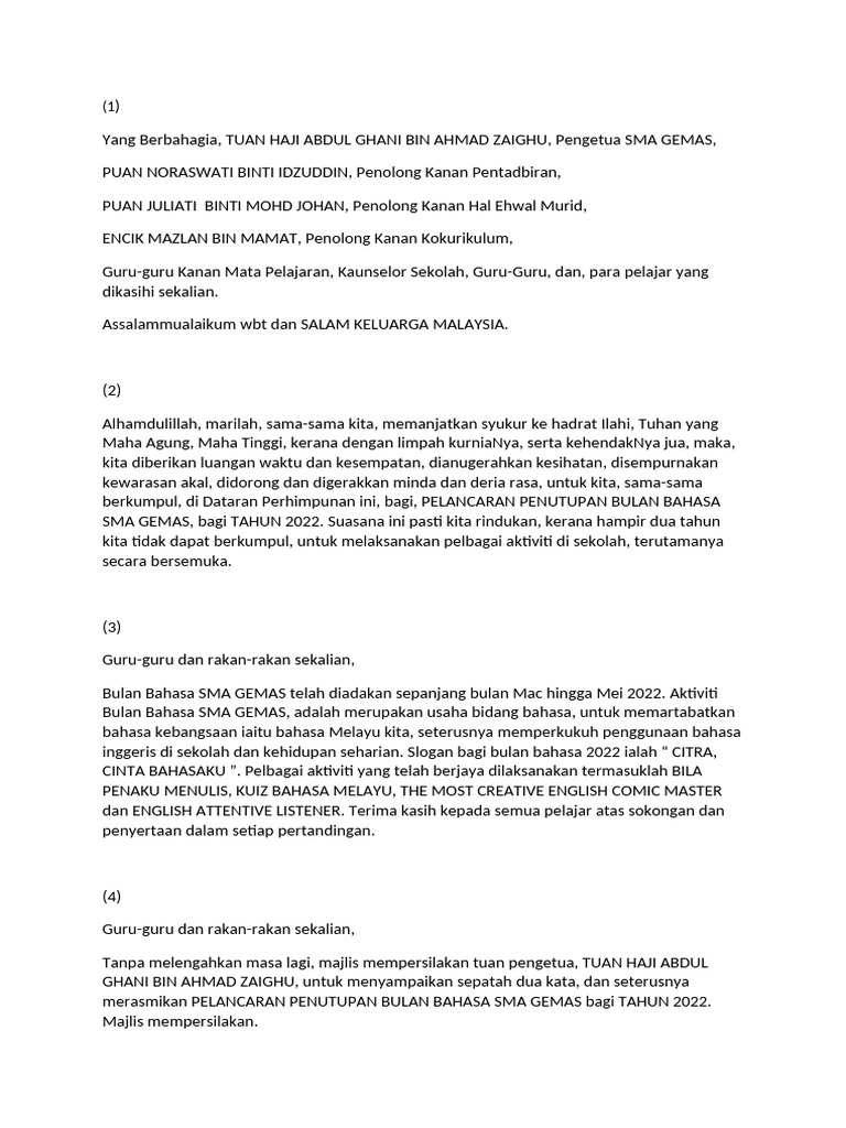 Skrip Pengacara Majlis | PDF