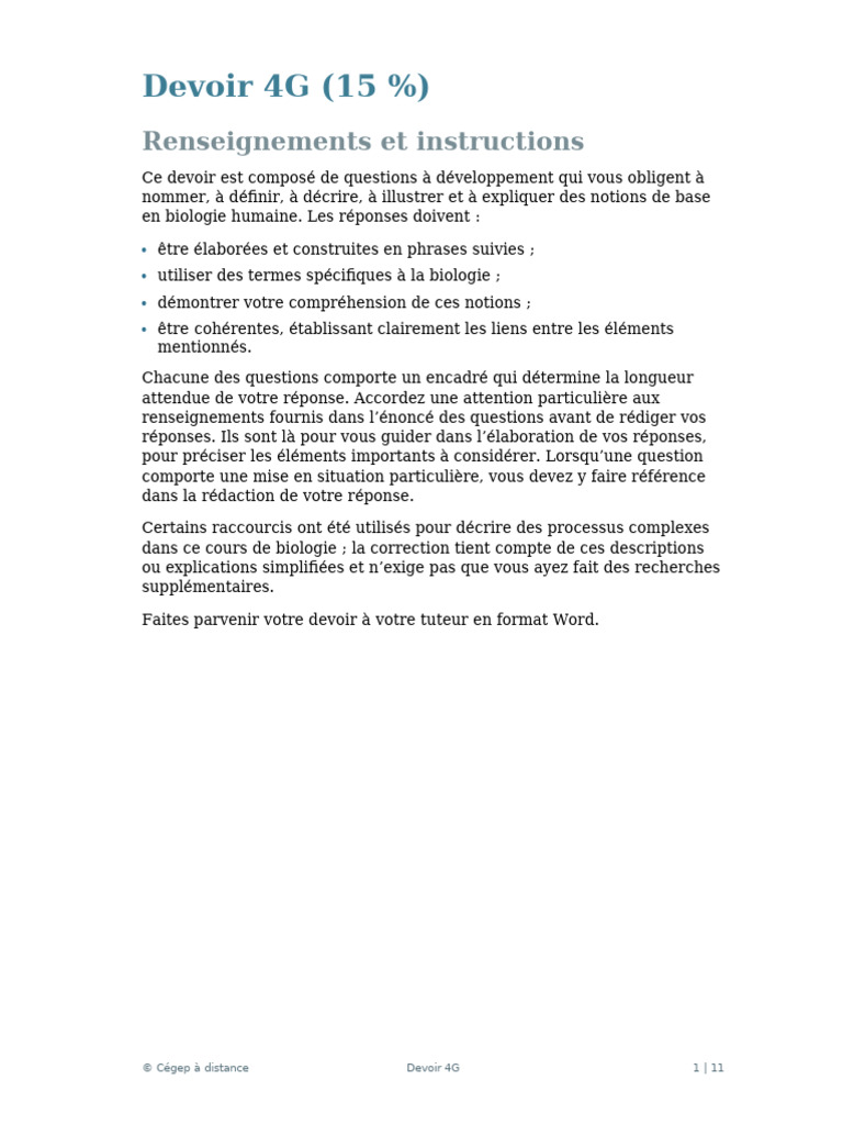 Devoir 4 Bio | PDF