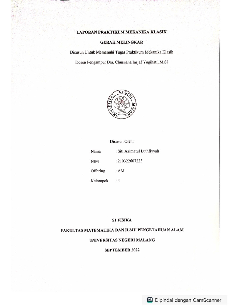 Laporan Praktikum Gerak Melingkar | PDF Laporan Praktikum Gerak Melingkar | PDF