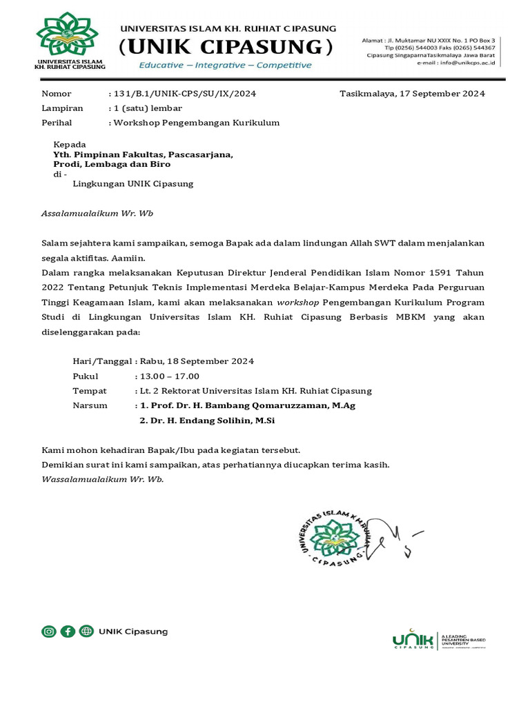 Surat Undangan Workshop MKBM | PDF
