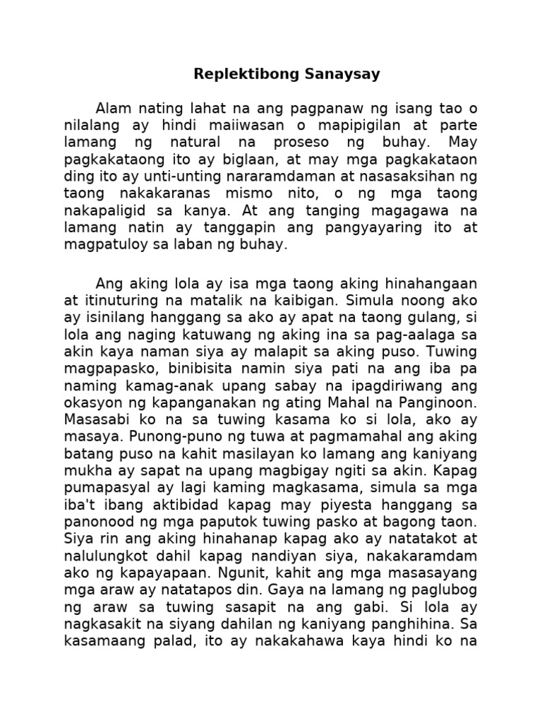 Replektibong Sanaysay | PDF