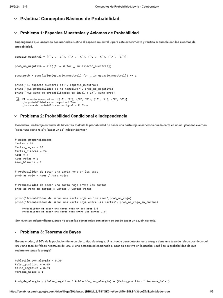Conceptos de Probabilidad - Ipynb - Colaboratory | PDF