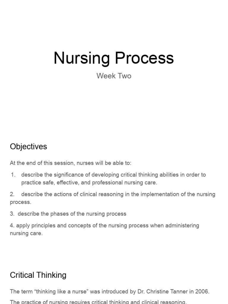 Nursing Process - Critical Thinking | PDF | Critical Thinking | Thought