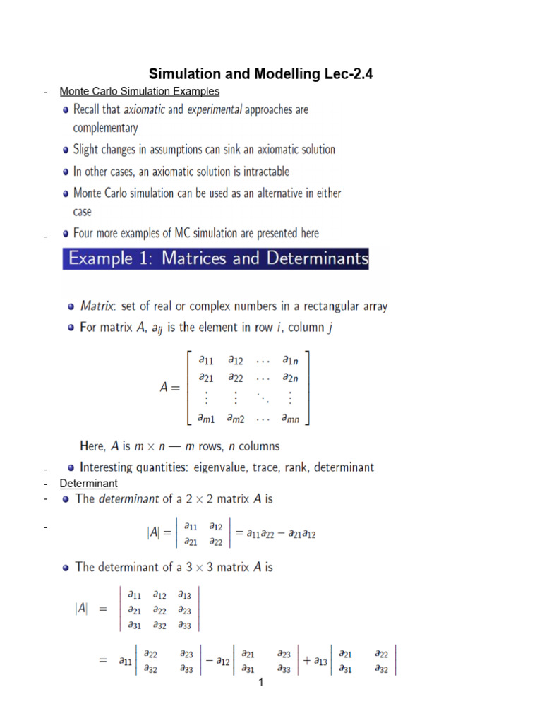 Simulation and Modelling Lec-2.4 Summary | PDF