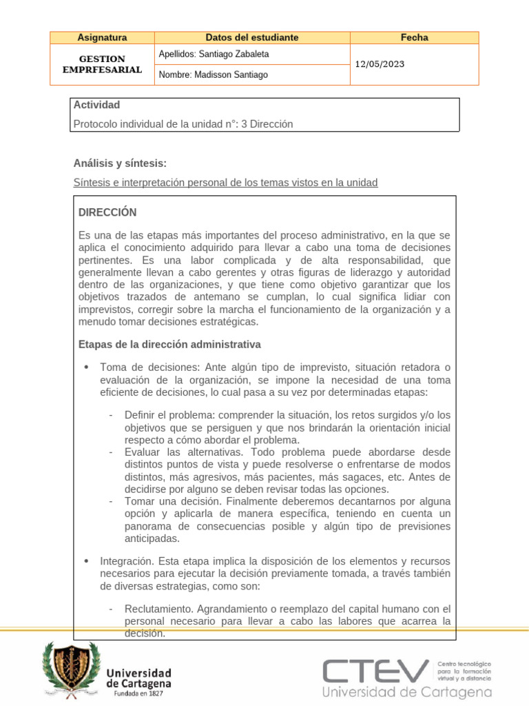Protocolo Individual U.3 | PDF