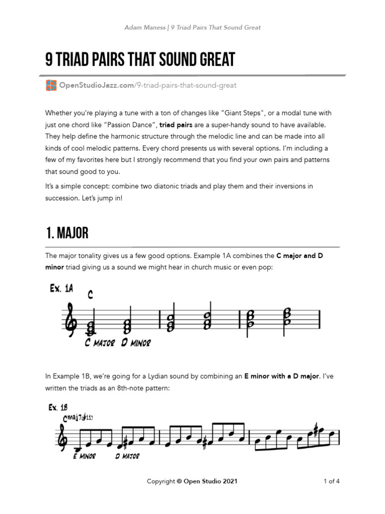9 Triad Pairs That Sound Great | PDF | Mode (Music) | Language Arts ...