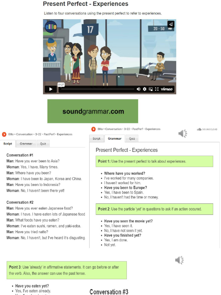 PRESENT PERFECT EXPERIENCES | PDF