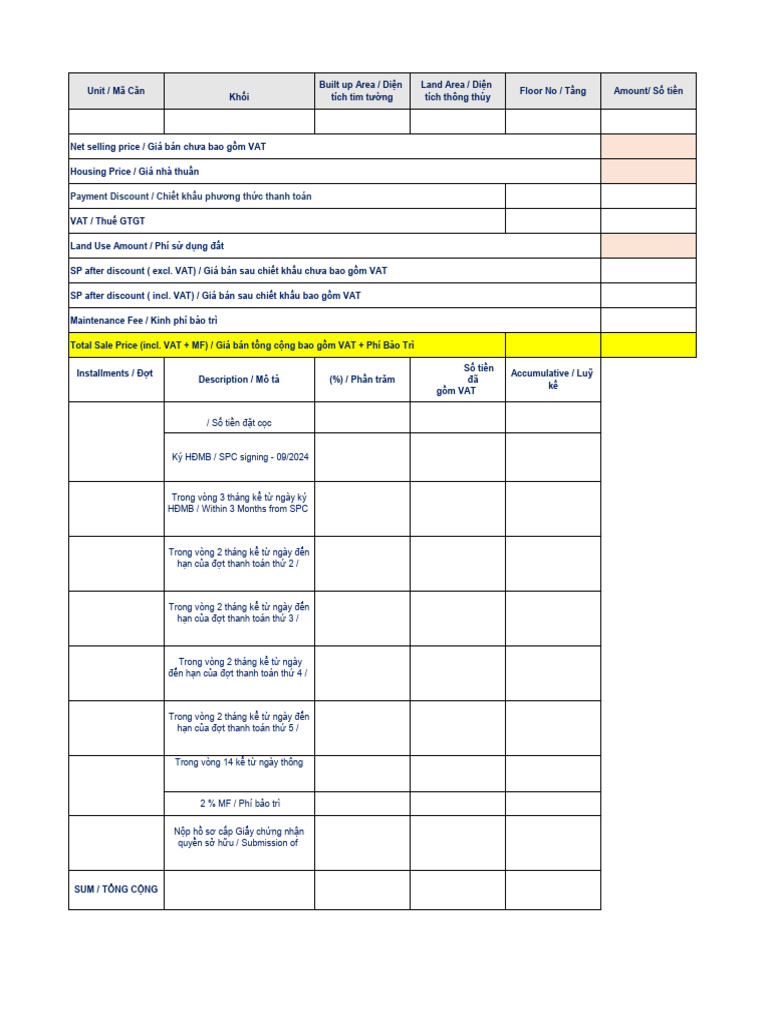 Eaton Park Project - Smart Payment: Payment Discount / Chiết khấu ...
