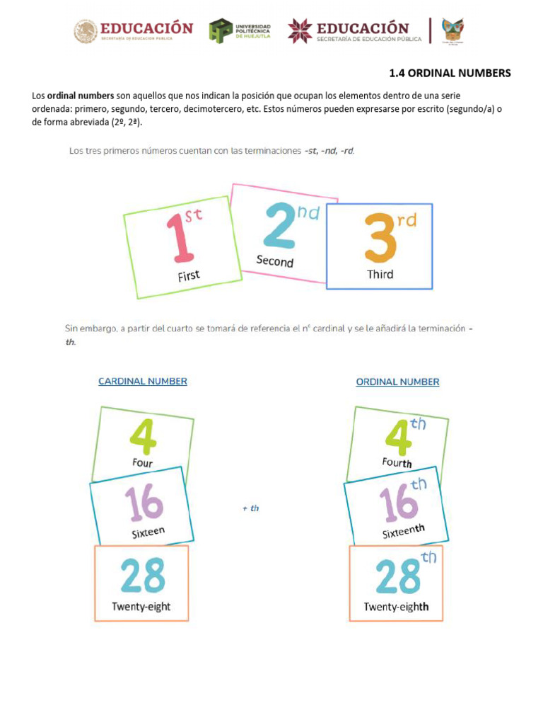 1.4 Ordinal Numbers | PDF