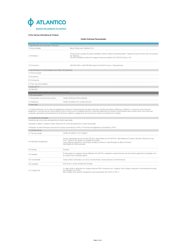 Fti Cartao Multicaixa Personalizado | PDF