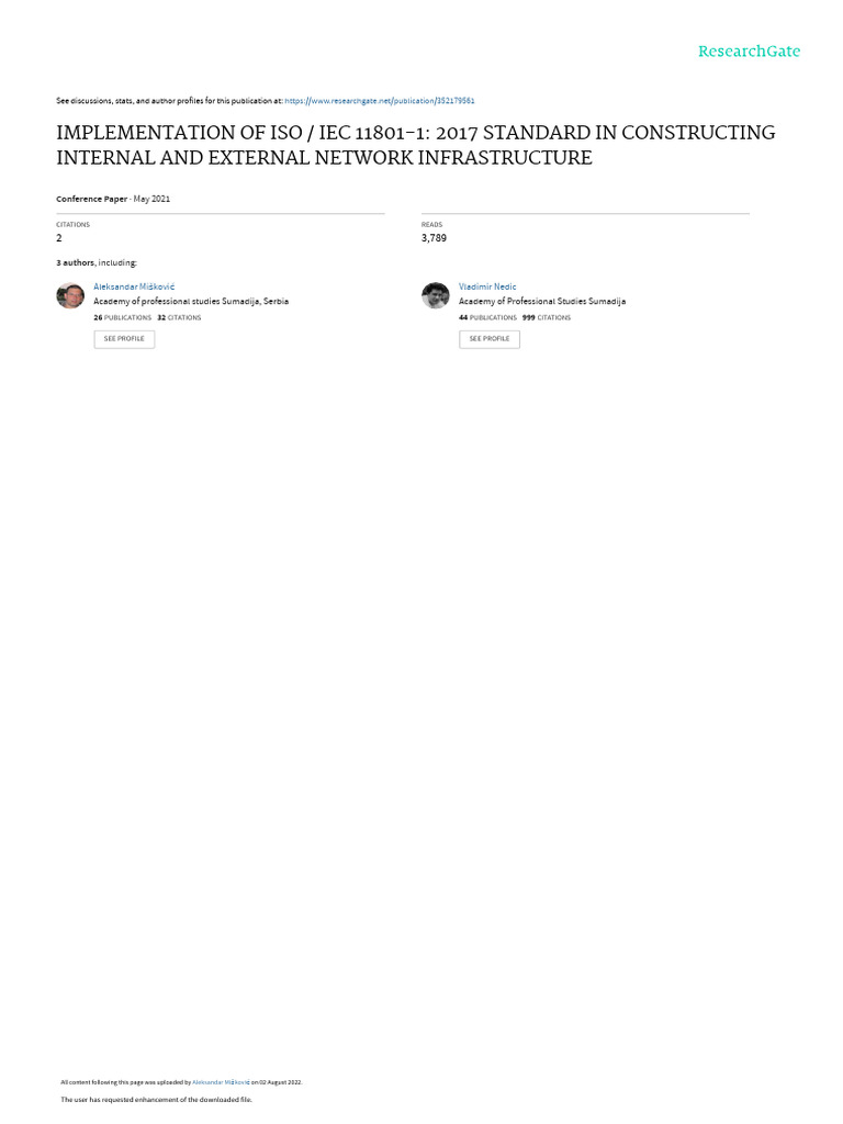 Implementation of Iso / Iec 11801-1: 2017 Standard in Constructing Internal and External Network ...