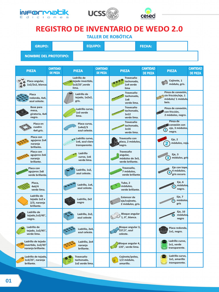 Inventario de Piezas WeDo 2.0 | PDF | Engranaje
