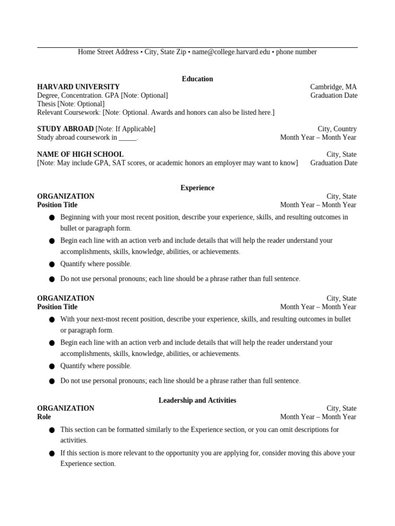 Harvard CV Template | PDF